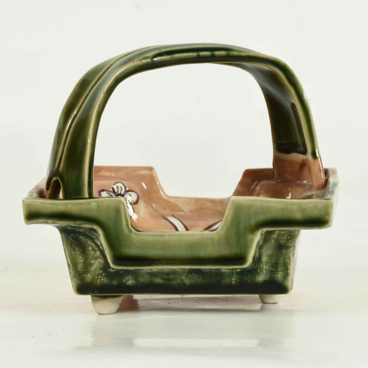 Japanese Oribe pottery dish with handle - C23026 – Kazari