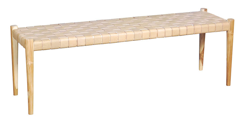 Stylish strapped Leather Bench - ICF17011 – Kazari
