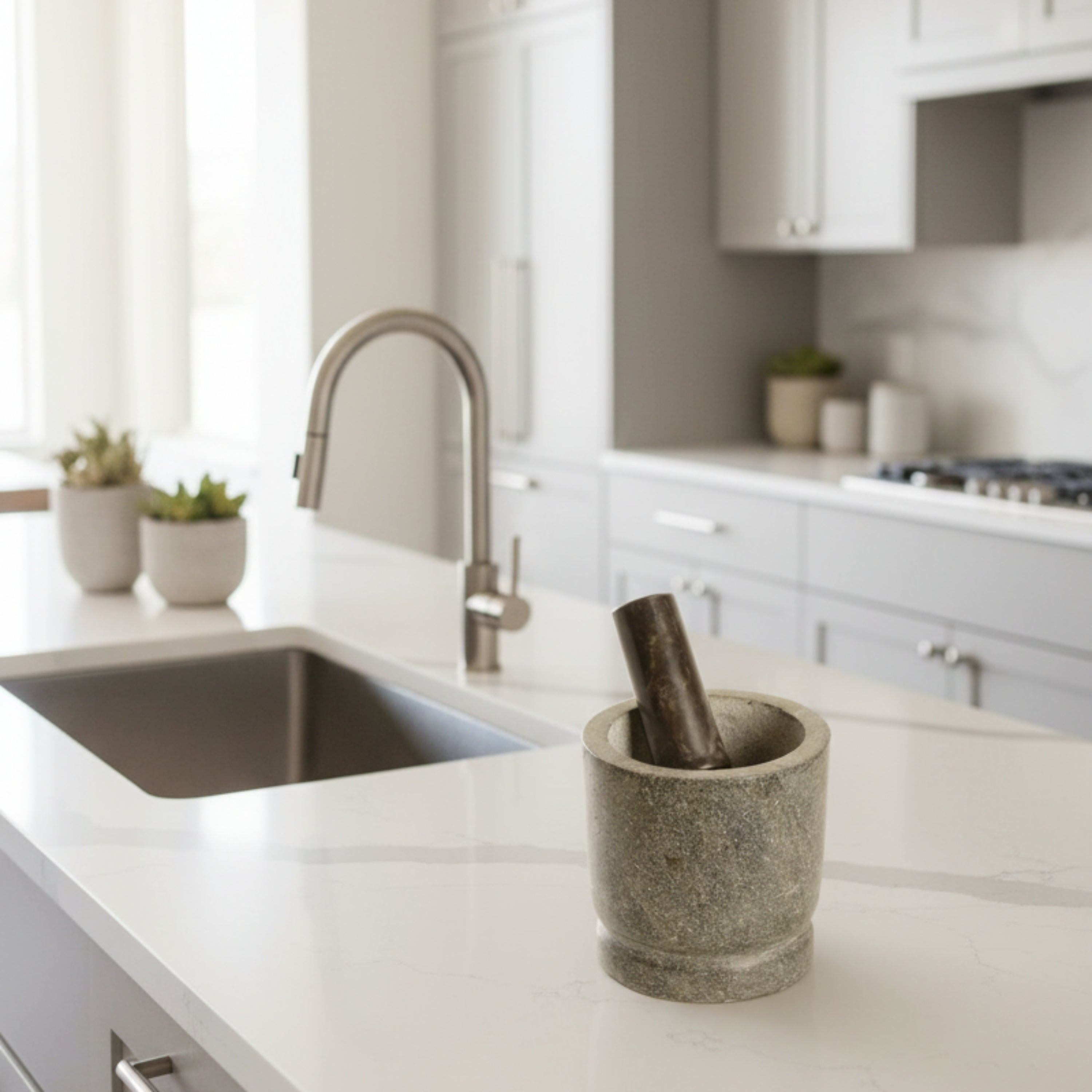 Basalt stone mortar and pestle - ICS20009 – Kazari